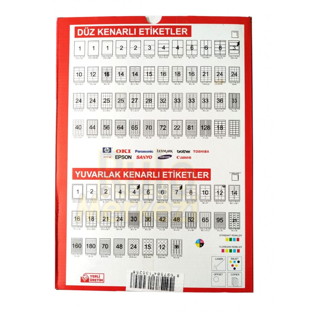 210X297 LAZER ETİKETİ Raf Etiketleri 210x297 lazer etiketi